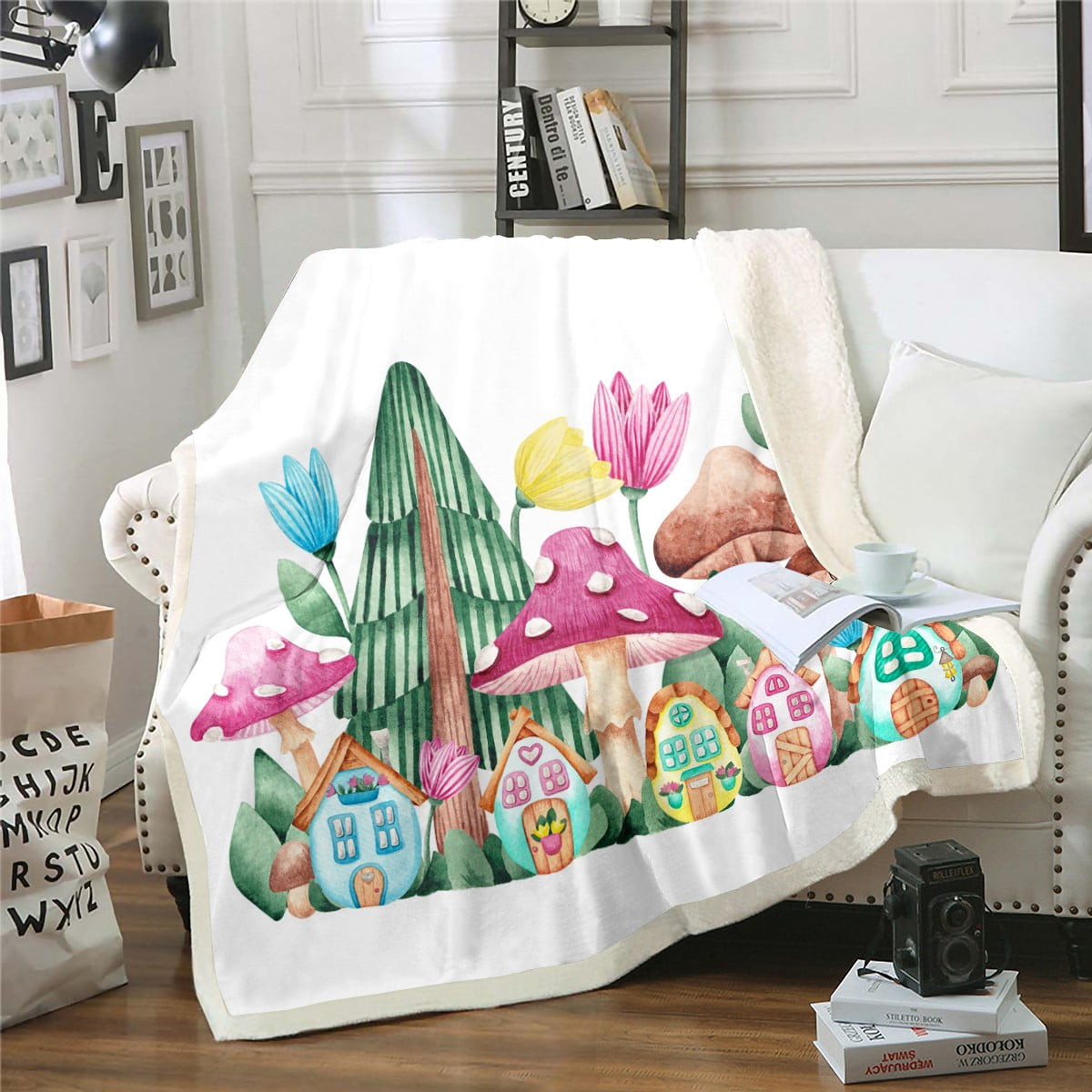 Cute Mushroom Blanket Watercolor Plant 40"x50" Throw Blanket for Boys ...
