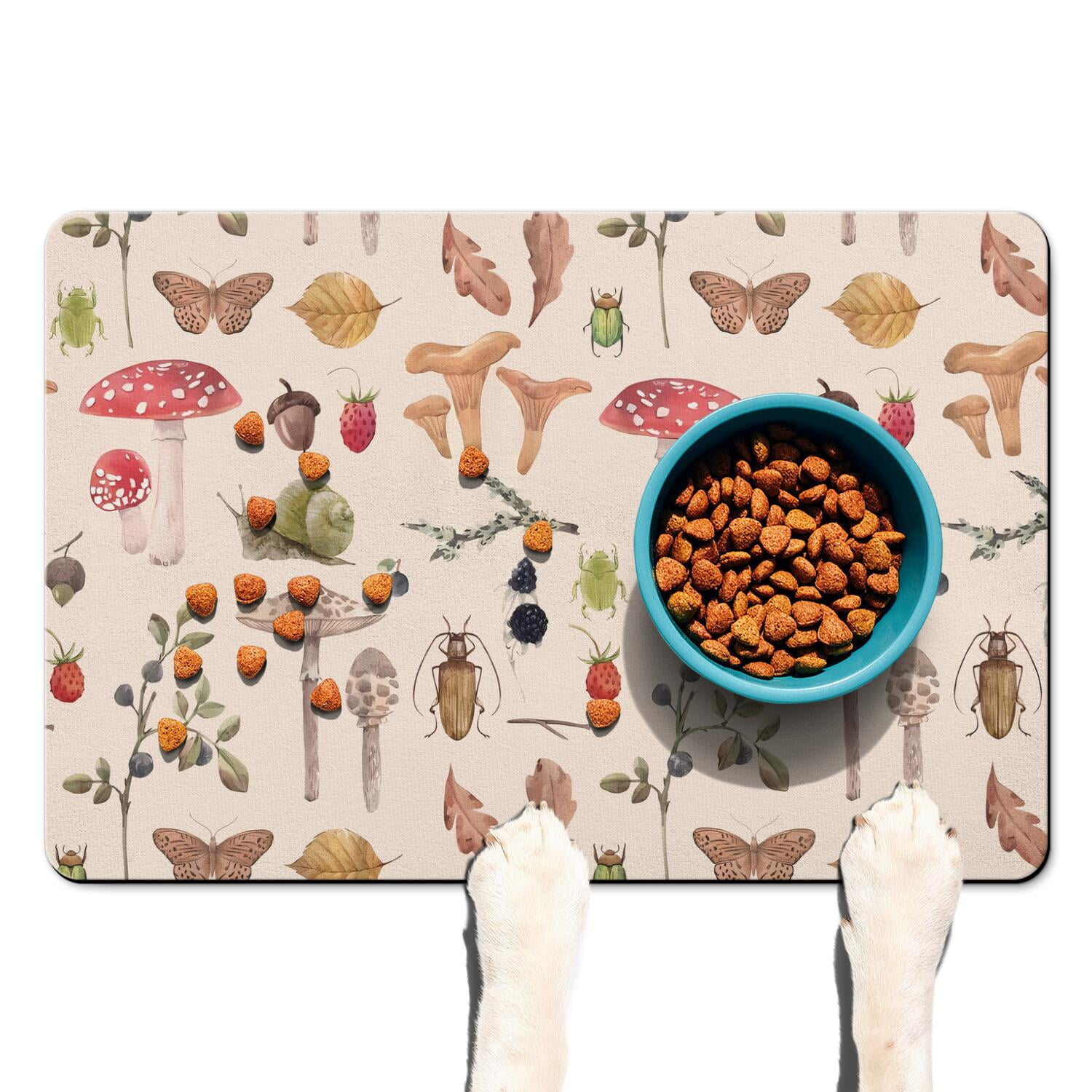 Cute Mushroom Dog Feeding Mat - Kawaii Absorbent Pet Food Mat - Non ...