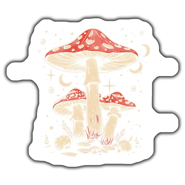 Cute Mushroom Stickers For Laptop Decor, Aesthetic Fungal Art Stickers ...