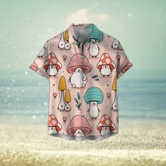 Cute Mushroom Unisex 3D Hawaiian Shirt Top Gift For Men And Women ...