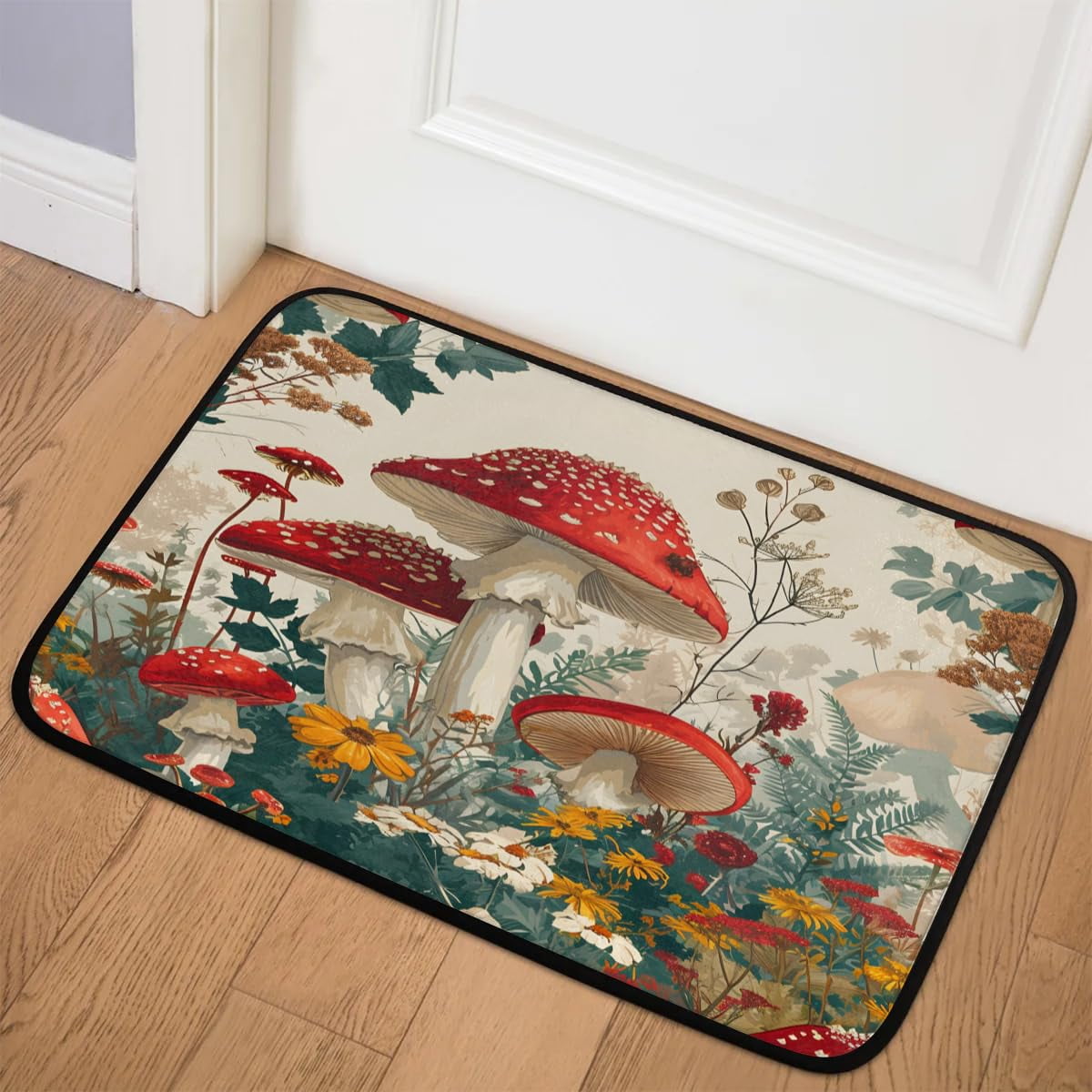 Cute Mushrooms Flower Door Mat Absorbent Washable Welcome Door Mats ...