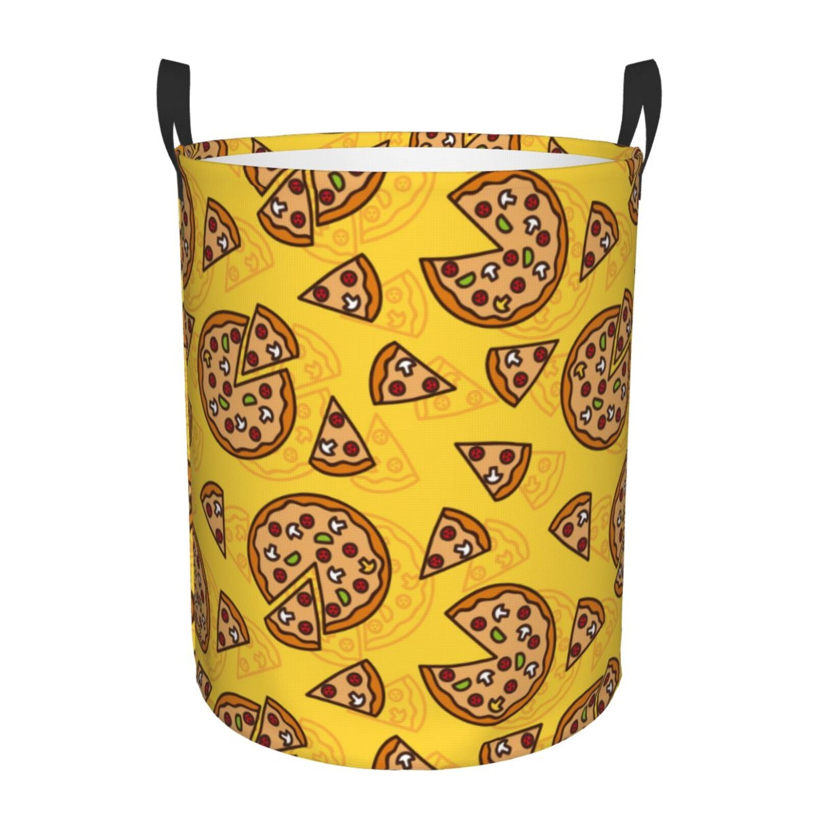 Cute Mushrooms Pizza Round Laundry Basket, Laundry Hamper with Handle ...
