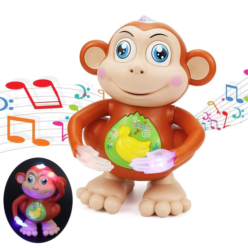 Cute Musical Dancing Monkey Toy, Electric Light Music Baby Infant Tummy ...