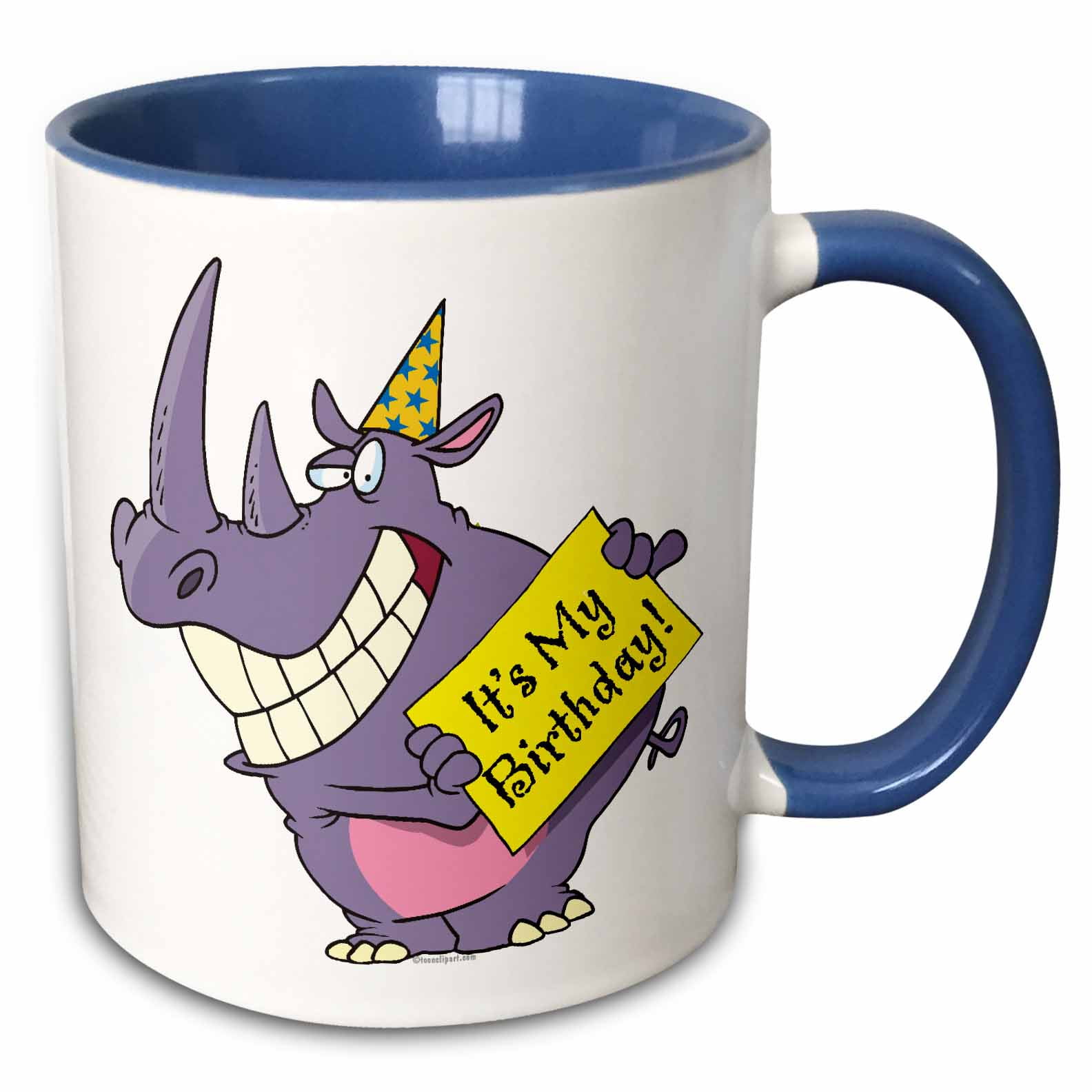 Cute My Birthday Rhino Cartoon 15oz Two-Tone Blue Mug mug-103931-11 - Walmart.com