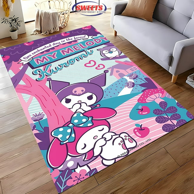 Cute My Melody Kuromi Large Area Carpet for Home Living Room Bedroom ...