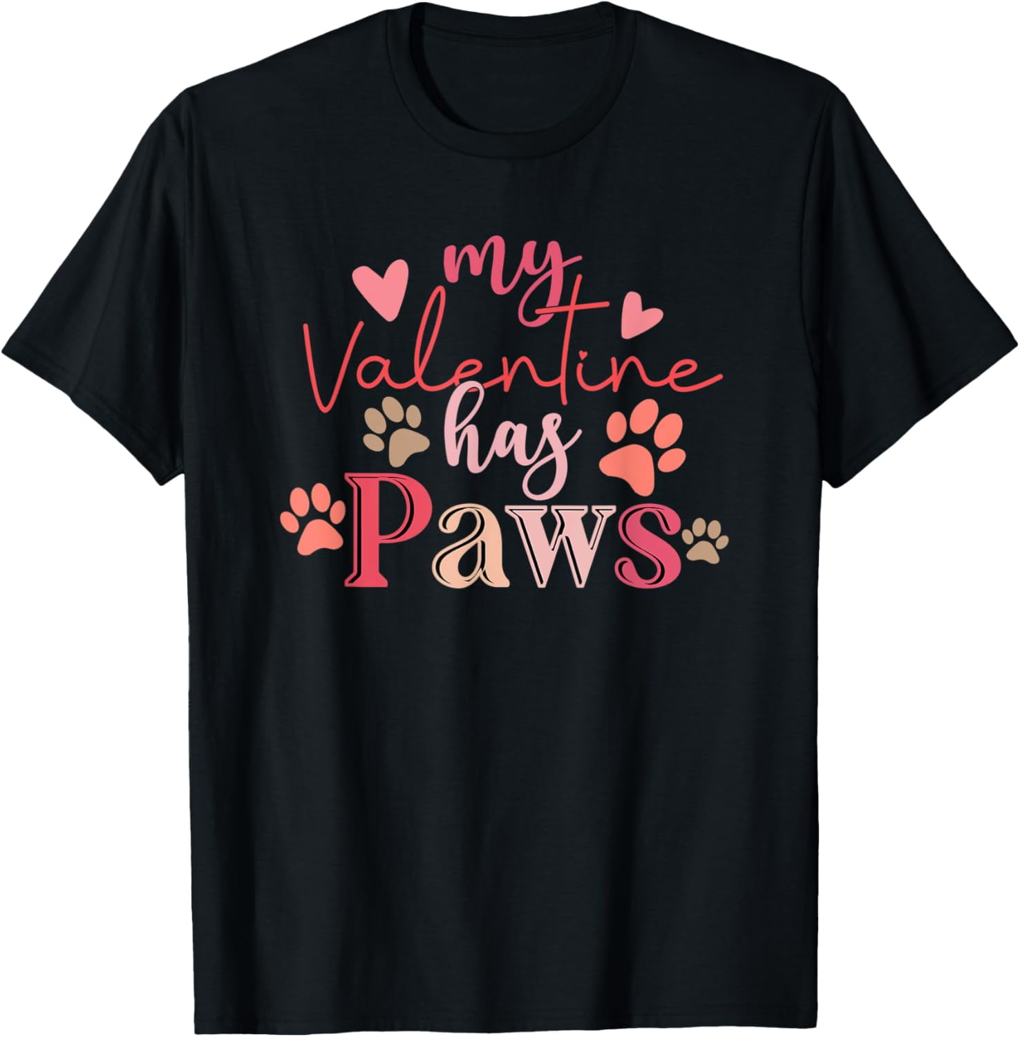 Cute My Valentine Has Paws Retro Dog Graphic T-Shirt - Walmart.com