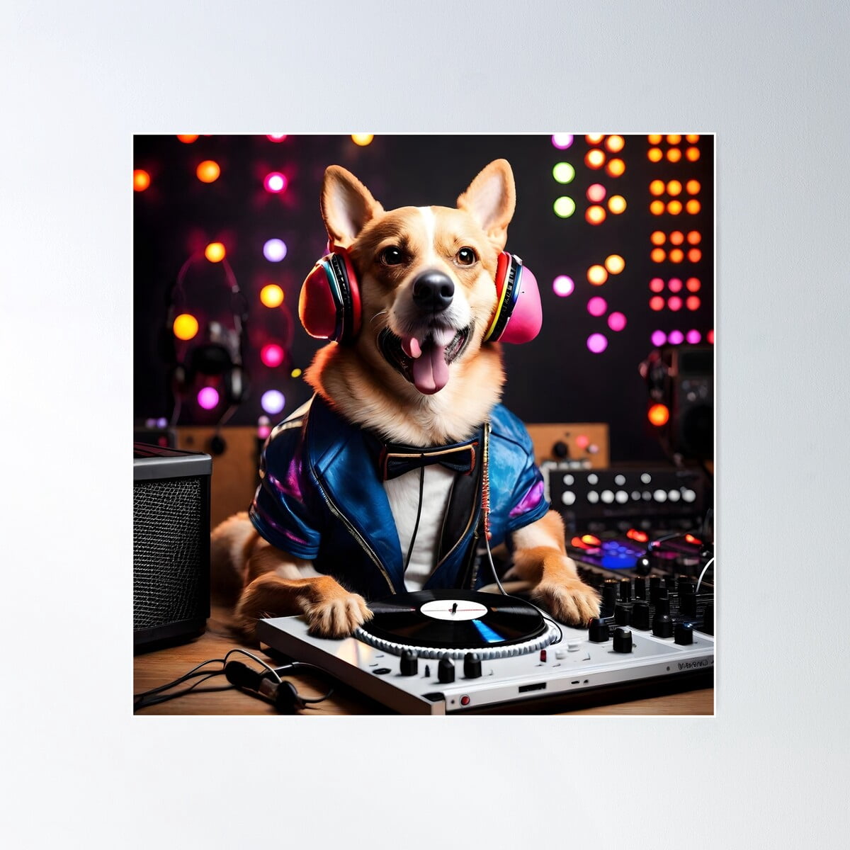 Cute Natural Ear Doberman - Dj Music Practice Poster Wall Art, Modern ...