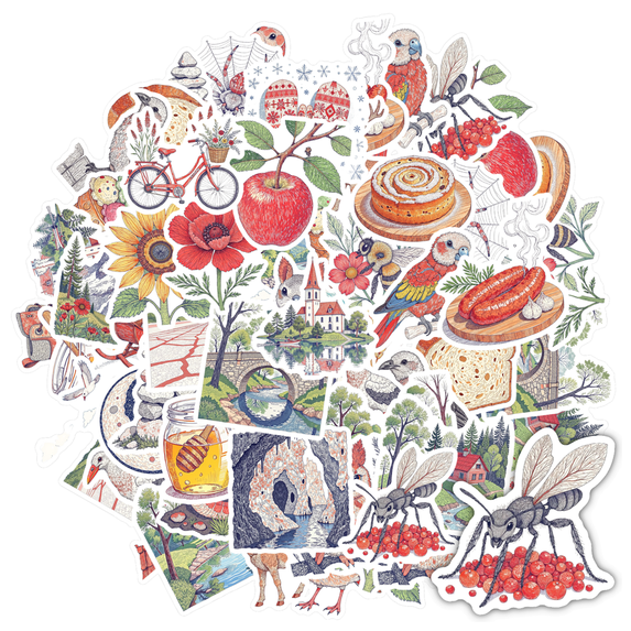 Cute Nature Stickers Animal Decals Food Decorative for Laptops ...
