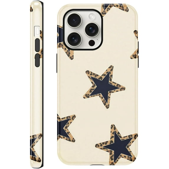 Cute Navy Blue Y2K Star Phone Case for iPhone 15 Pro Max Cheetah Print ...