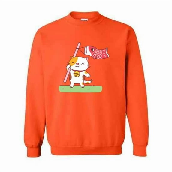 Cute Neko Cat With Koinobori Carp Streamer Funny Unisex Sweatshirt up ...