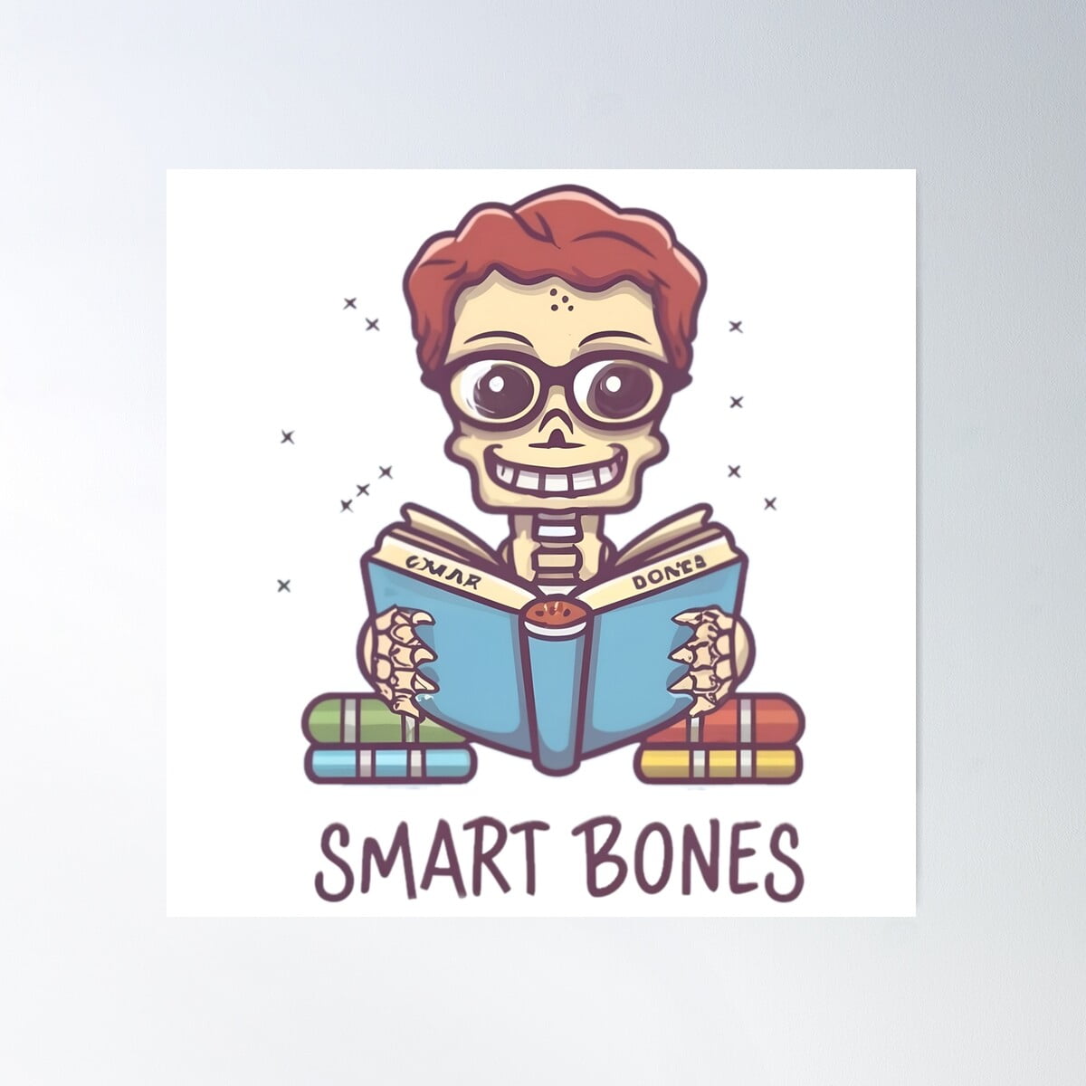 Cute Nerd Preppy Skeleton Poster Wall Art, Modern Wall Decor For Living ...