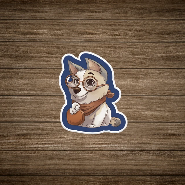 Cute Nerdy Corgi Dog Sticker - Adorable Geeky Puppy With Glasses ...
