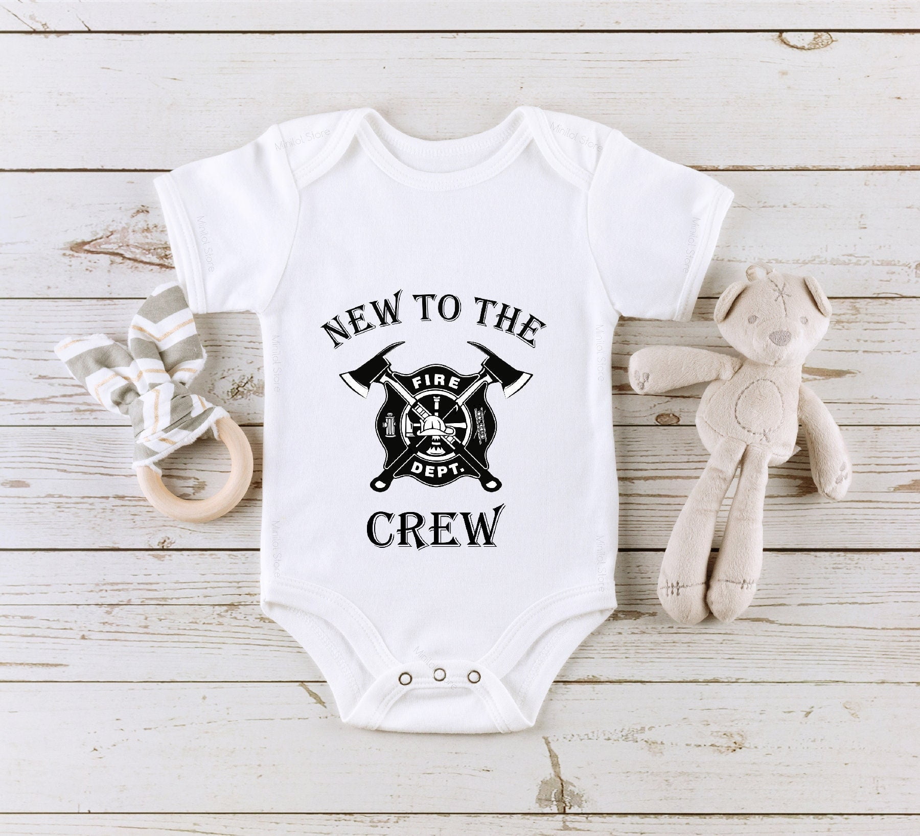 Cute New To The Crew Bodysuit, Firefighter Baby Onesie, Fireman Baby Onesie Cool Baby Clothing ...