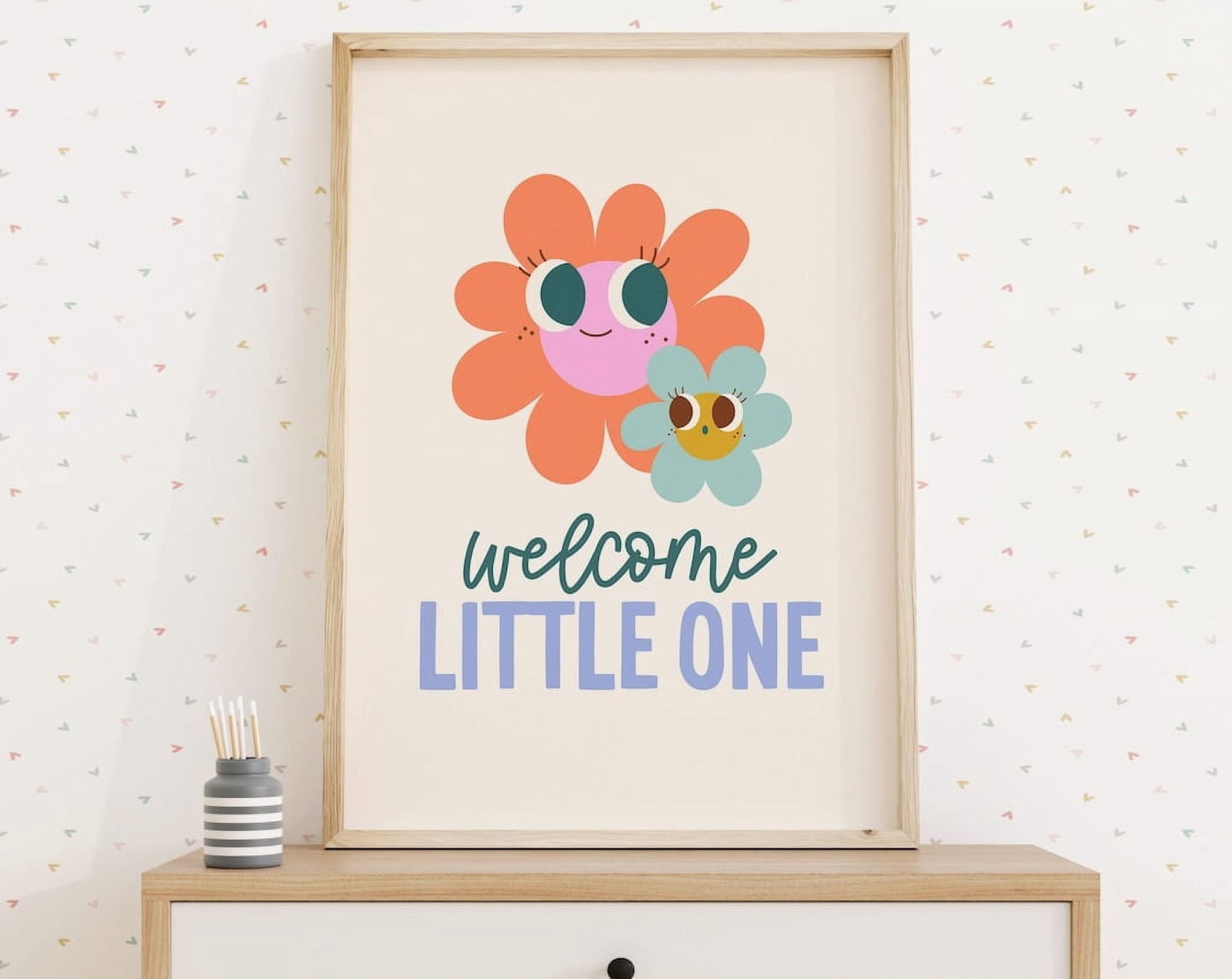 Cute Newborn Print, Kid Wall Art, Bright Nursery Decor, Smiley Face ...