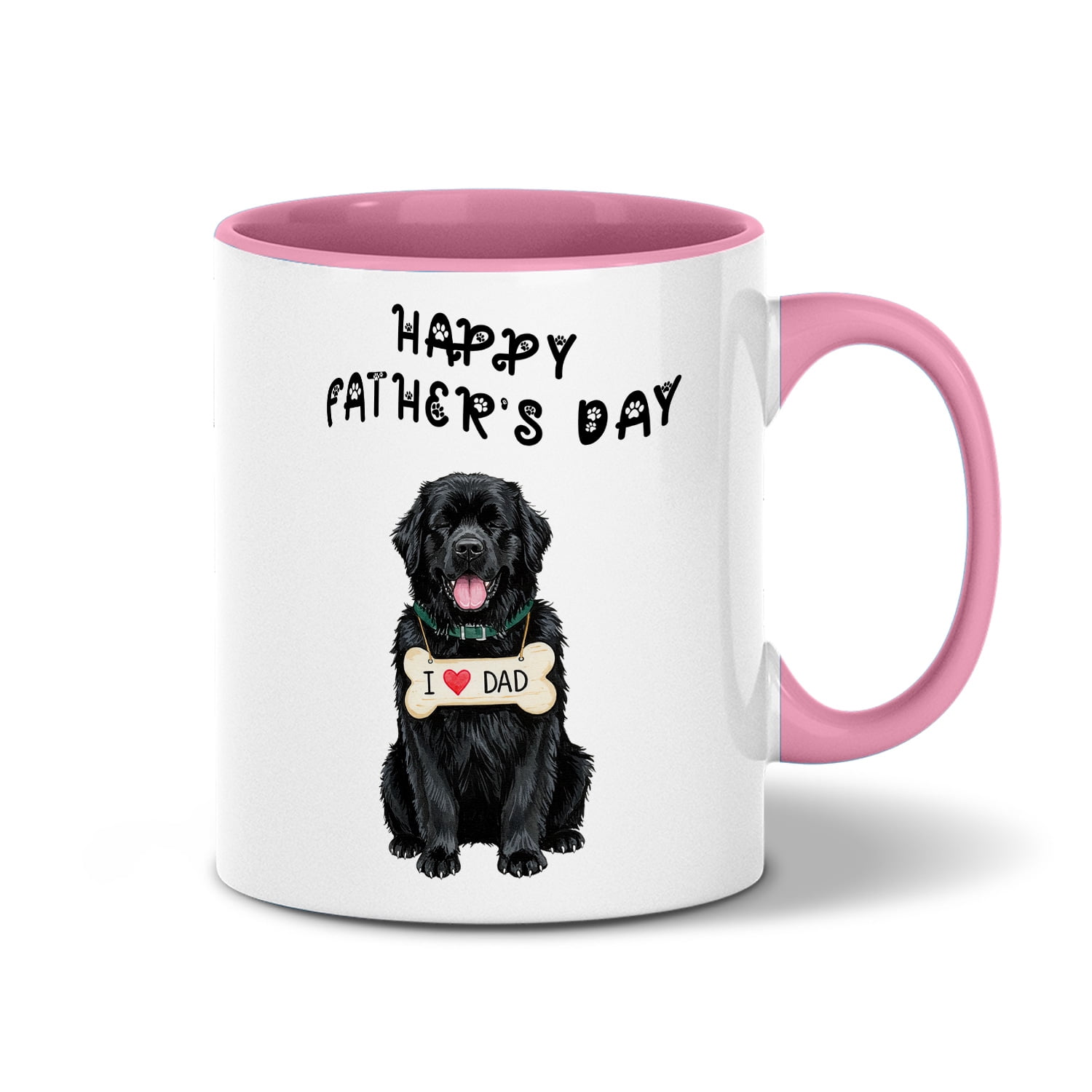 Cute Newfoundland Loves Dad Happy Father's Day 11oz Accent Two-tone Mug ...