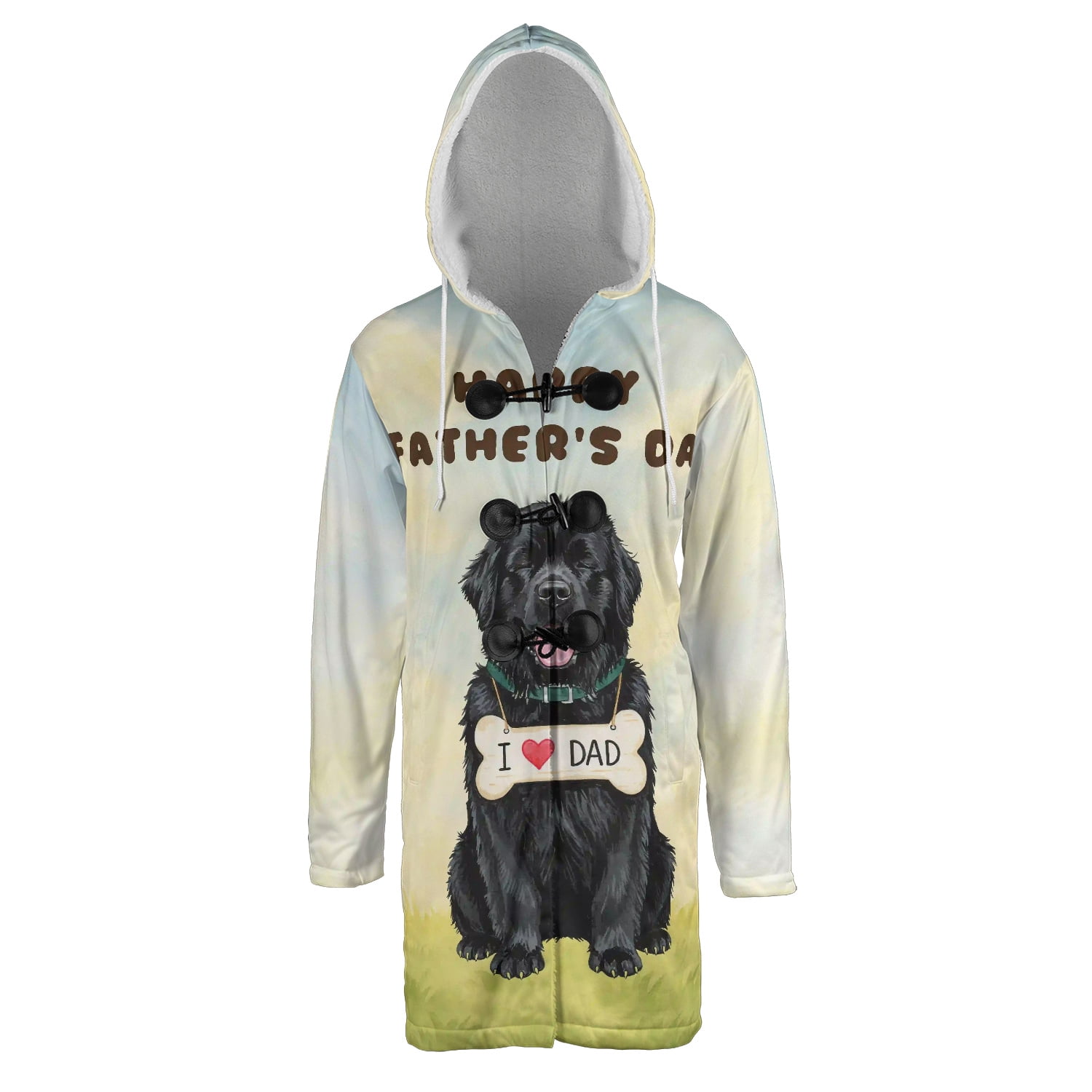 Cute Newfoundland Loves Dad Happy Father's Day All Over Print 3D Hooded ...