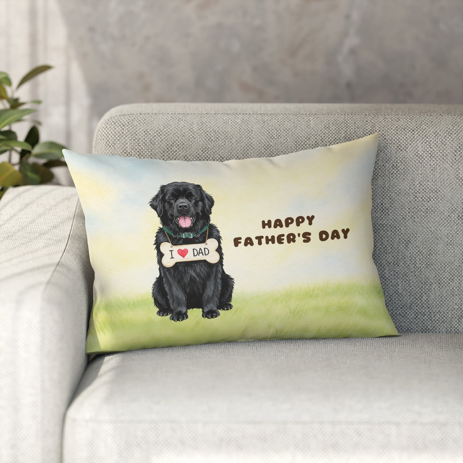 Cute Newfoundland Loves Dad Happy Father's Day Pillowcase Double Sided ...