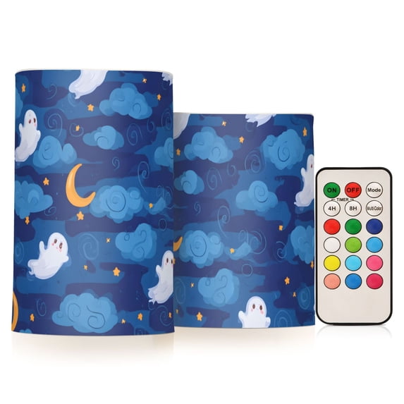 Cute Night Ghosts Flameless LED Candle Set with Remote, Battery ...
