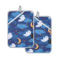 Cute Night Ghosts Pot Holder Set 2 Piece Non-Slip Oven Hot Pads Heat ...
