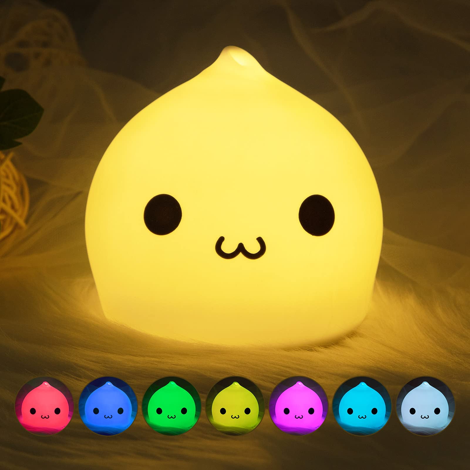 Cute Night Light, Battery Night Lights for Kids, Silicone Tap Light ...