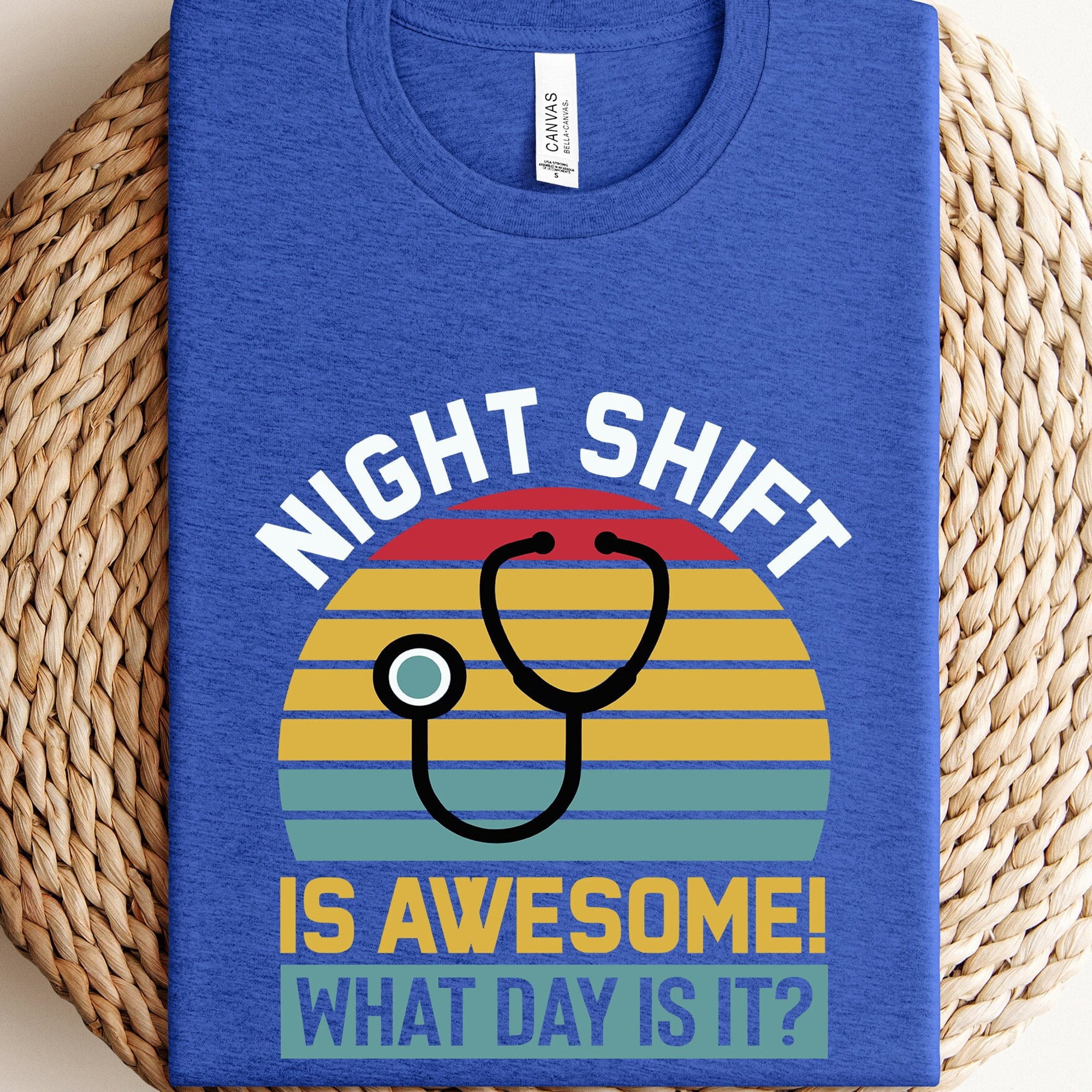 Cute Night Shift Nurse T-Shirt, ICU Nurse Team Tee with Stethoscope ...