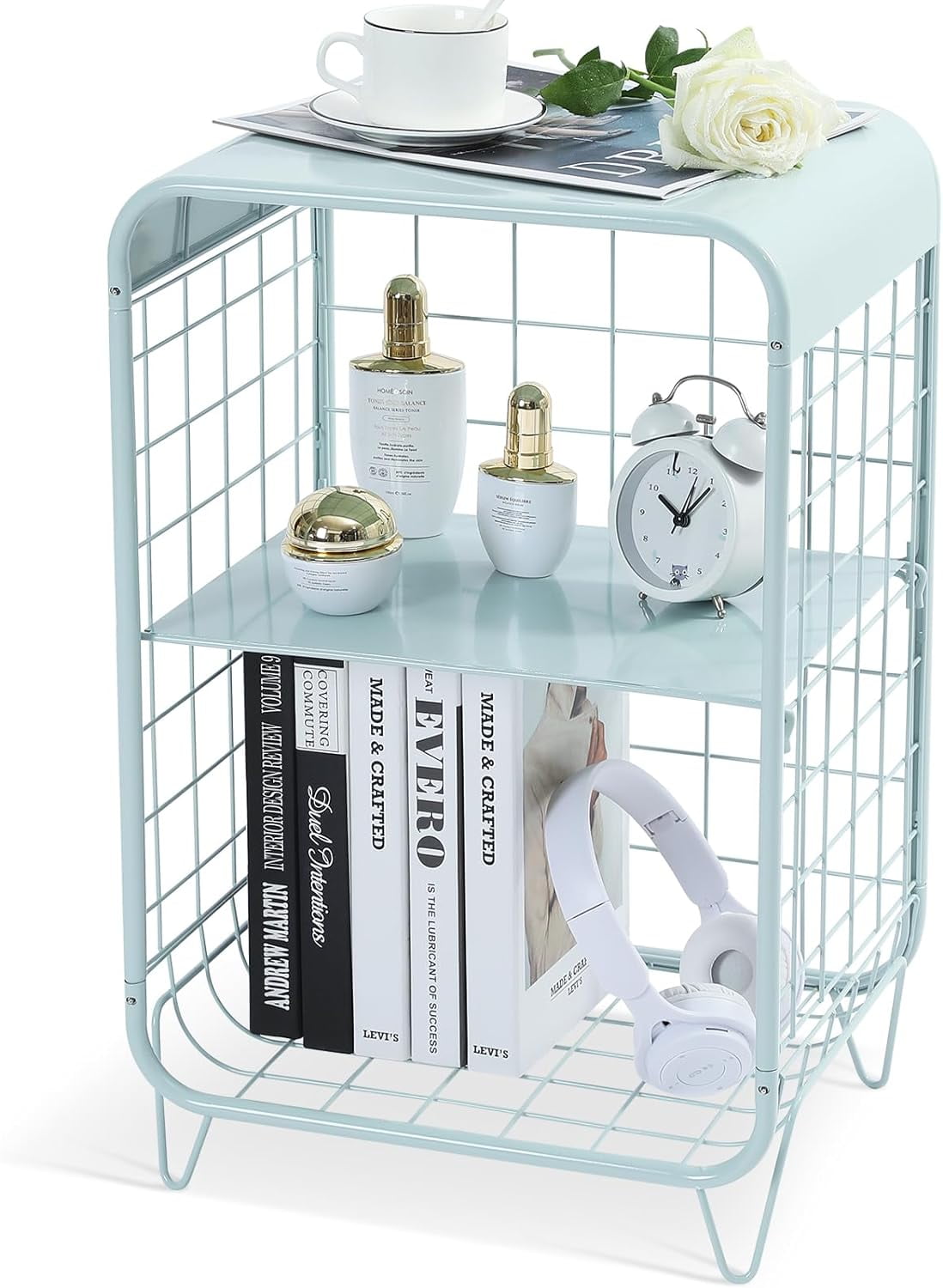 Cute Nightstand,Metal Side Table,3 Tier End Table with Storage,Vintage ...