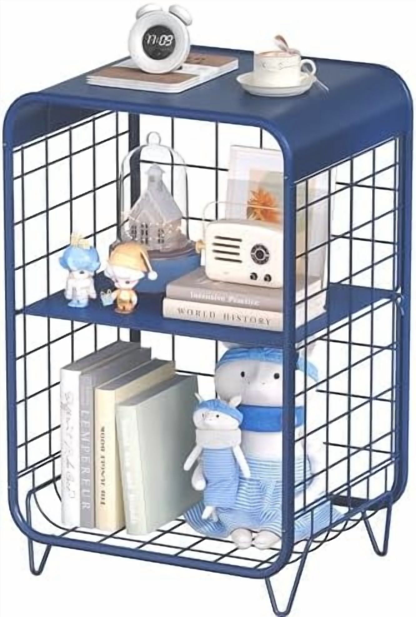 Cute Nightstand,Metal Side Table,3-Tier Modern End Table with Storage Shelf, Unique Side Tables ...