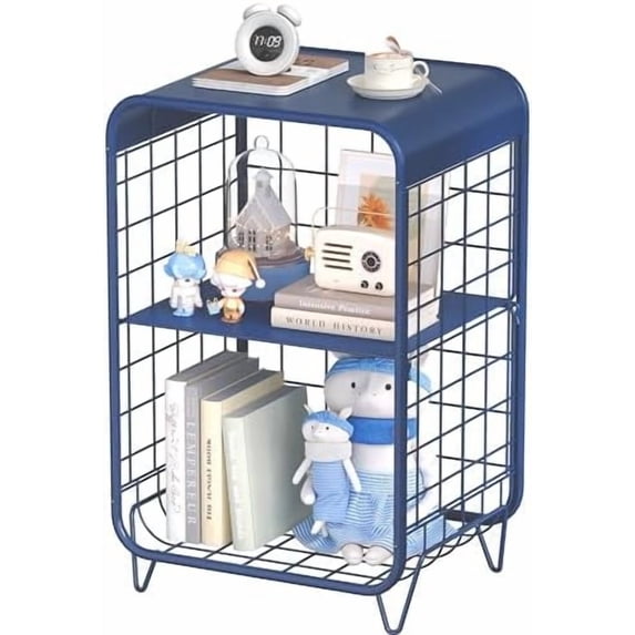 Cute Nightstand,Metal Side Table,3-Tier Modern End Table with Storage ...