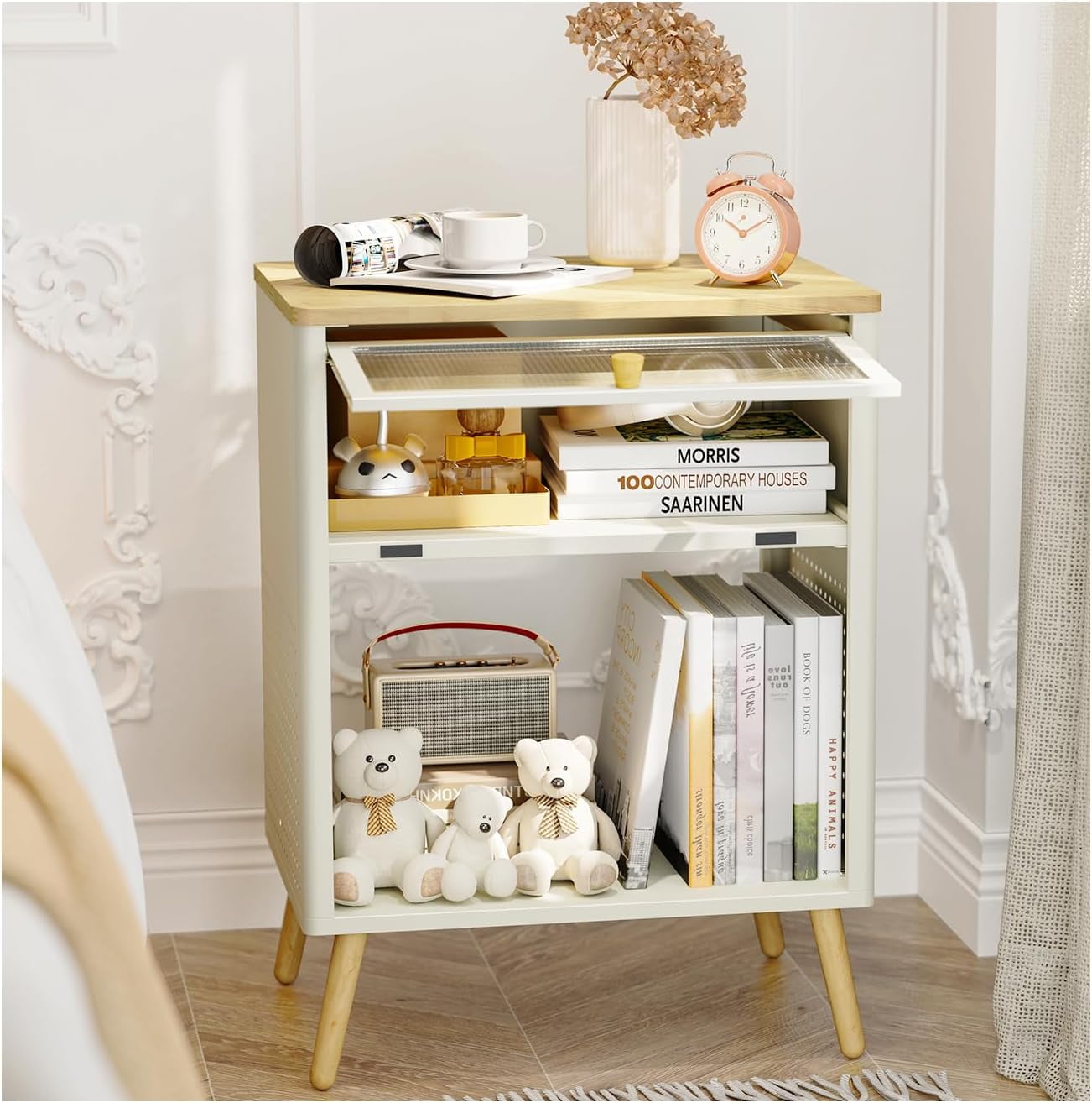 Cute Nightstand, Small End Tables with Storage Drawer, Metal Side Table ...