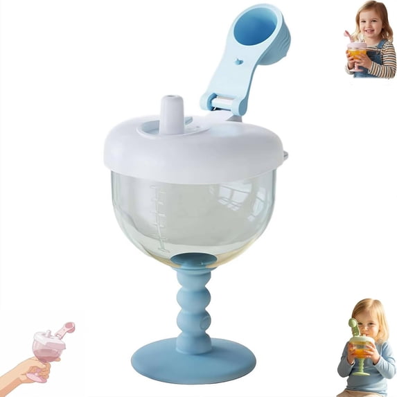Cute No-Spill Goblet Cup with Lid,Baby Wine Sippy Cup,Plastic GobletCup ...