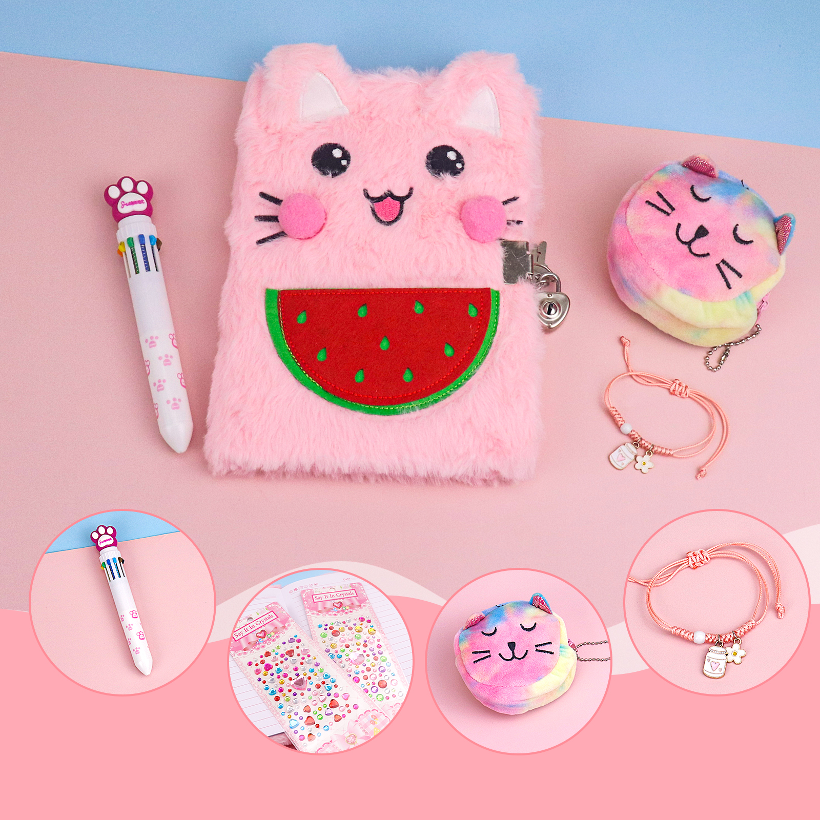 PinkSheep Koala Furry Diary with Lock and Key for Boys Girls, Private ...