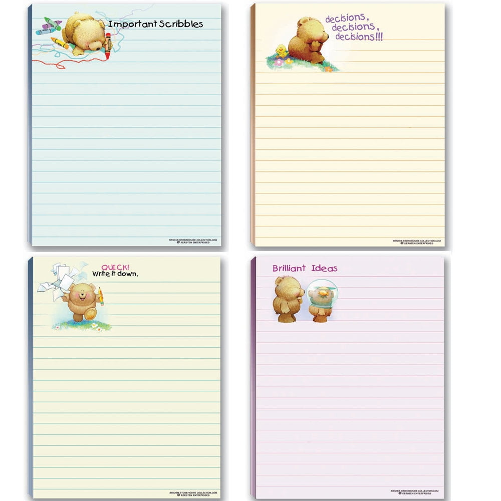 Cute Notepads - 4 Assorted Note Pads - Sweet with a Touch of Humor ...