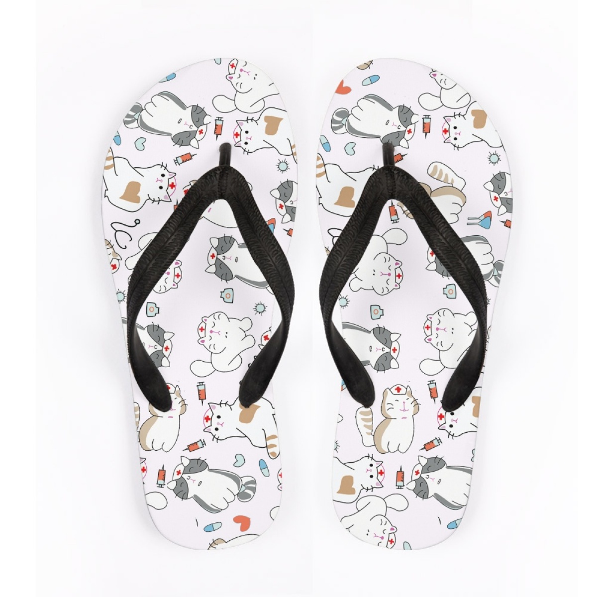 Cute Nurse Cat Chanclas Cartoon Casual Summer Beach Female Flat Shoes ...