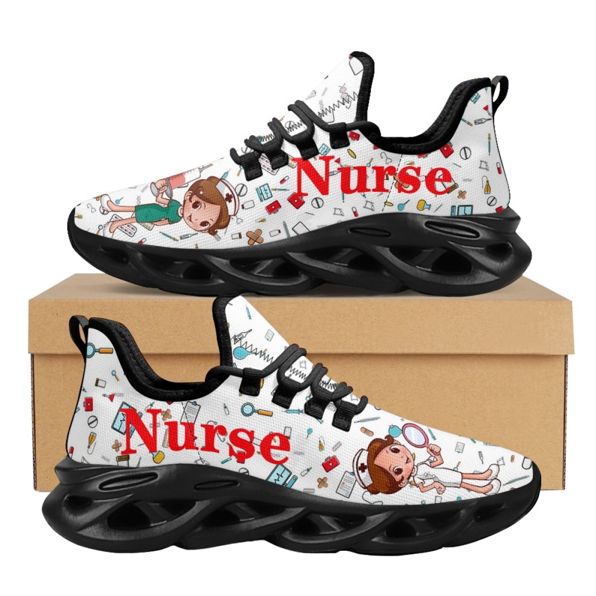 Cute Nurse Design Sneakers Medical Footwear Breathable Mesh Casual ...