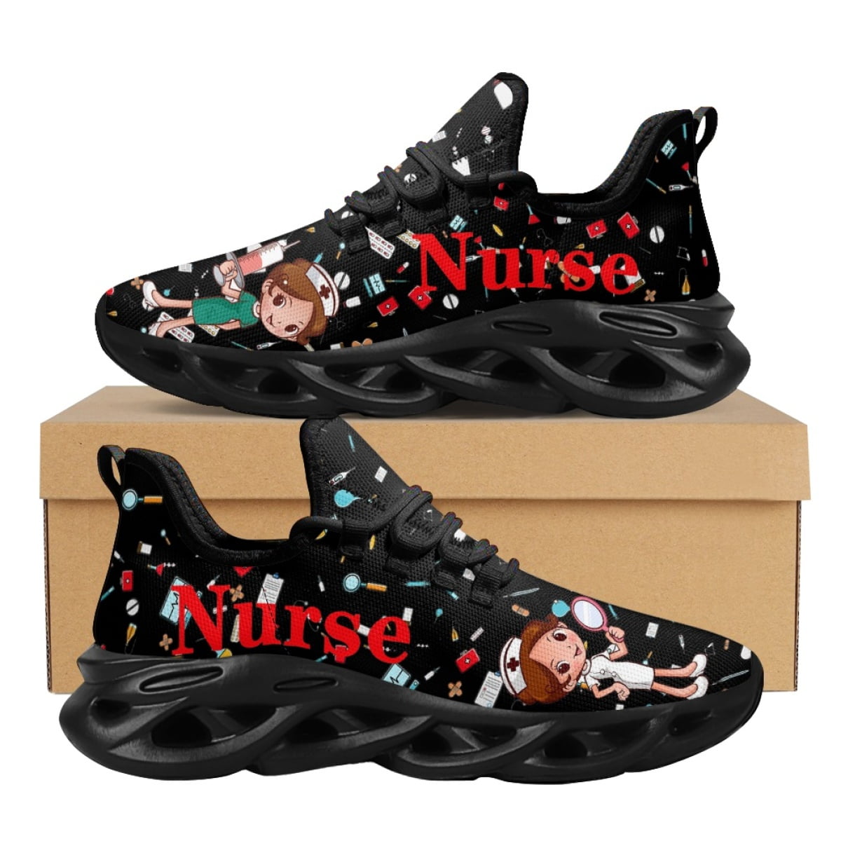Cute Nurse Design Sneakers Medical Footwear Breathable Mesh Casual ...