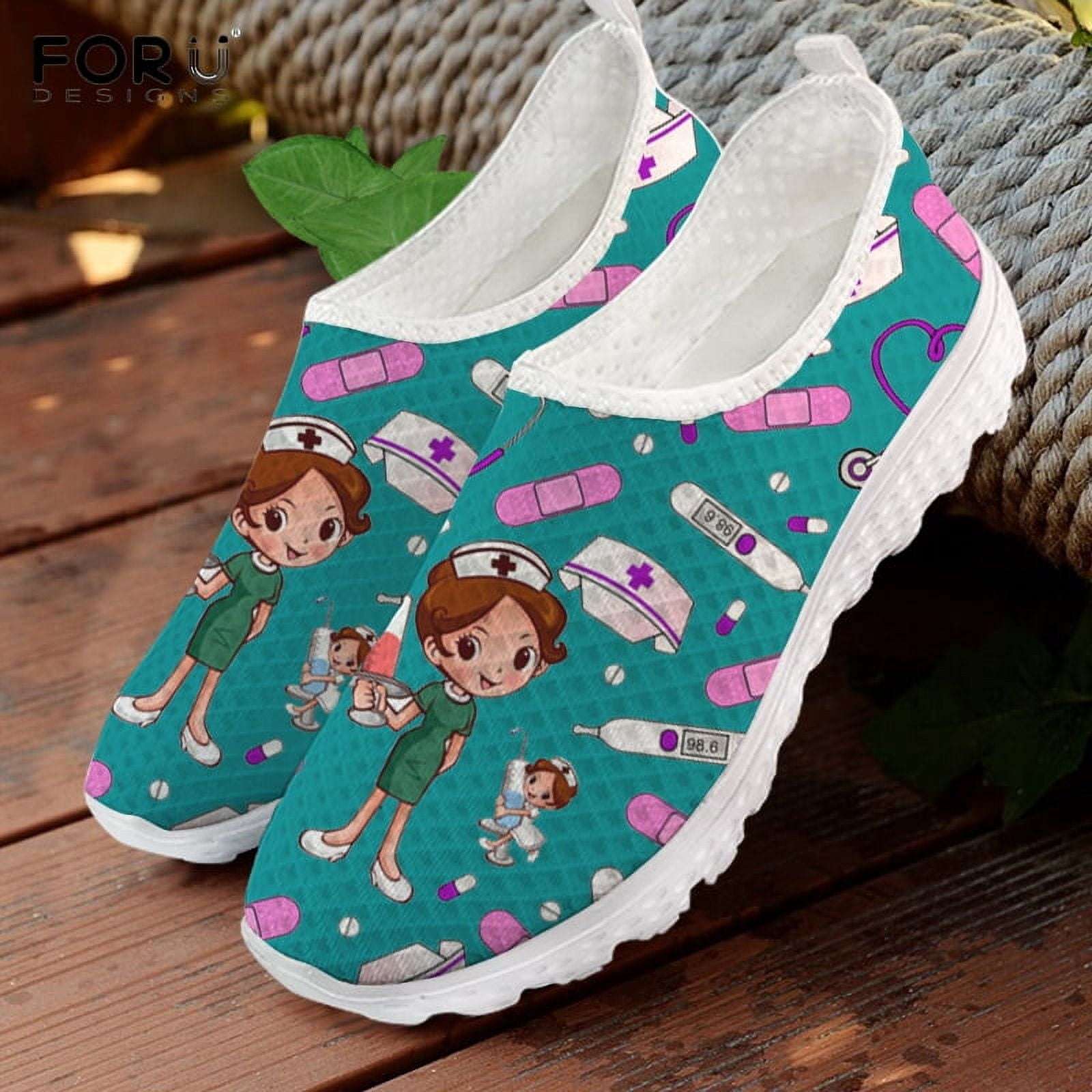 Cute Nurse/Doctor/Hospital Pattern Summer Loafers Woman Slip On Flats ...