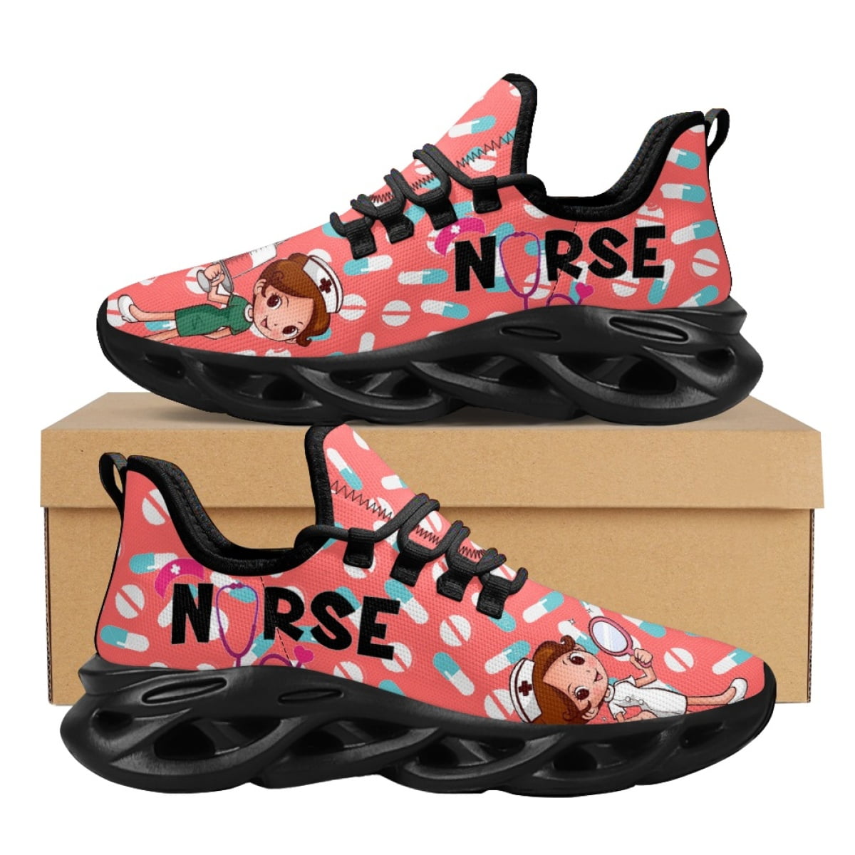 Cute Nurse Girls Design Sneakers Medical Footwear Breathable Mesh ...