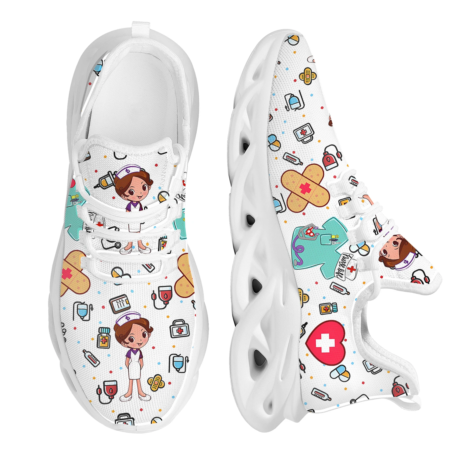 Cute Nurse Print Medical Supplies Pattern Women's Mesh Sneakers Casual ...