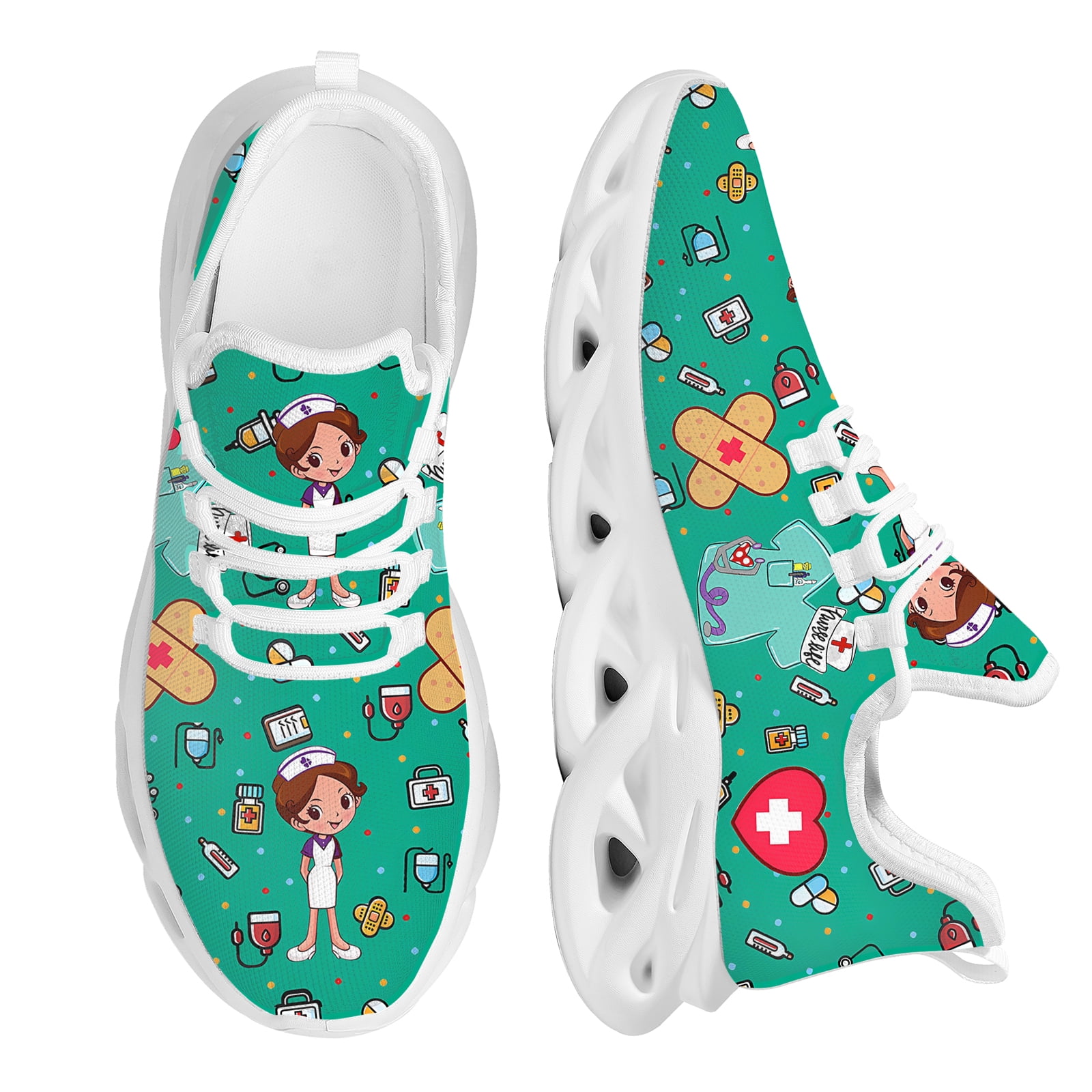 Cute Nurse Print Medical Supplies Pattern Women's Mesh Sneakers Casual ...