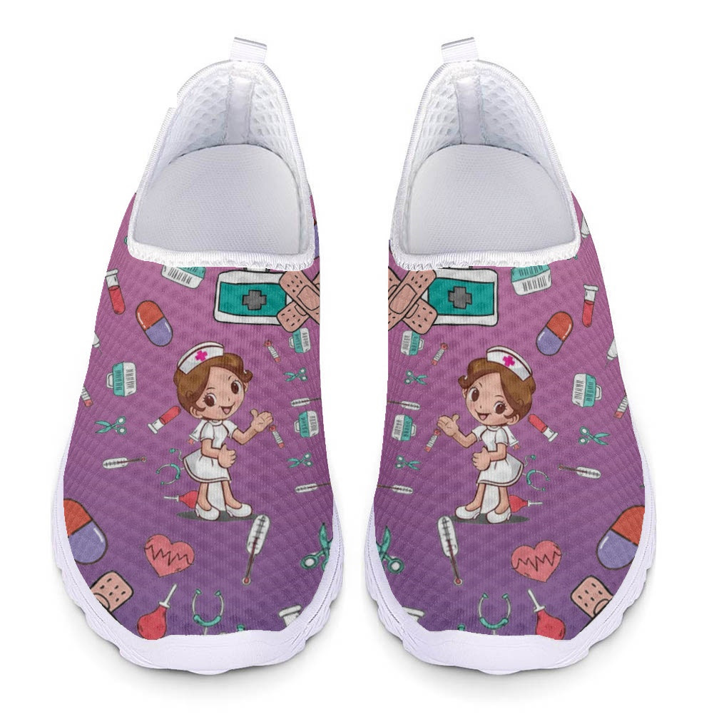 Cute Nurse Print Summer Woman Flats Casual Shoes for Women Lightweight ...