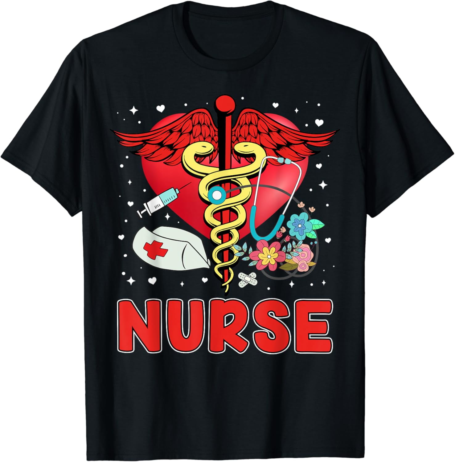 Cute Nurse'S Week Nurses Day Caduceus Stethoscope Heartbeat T-Shirt ...