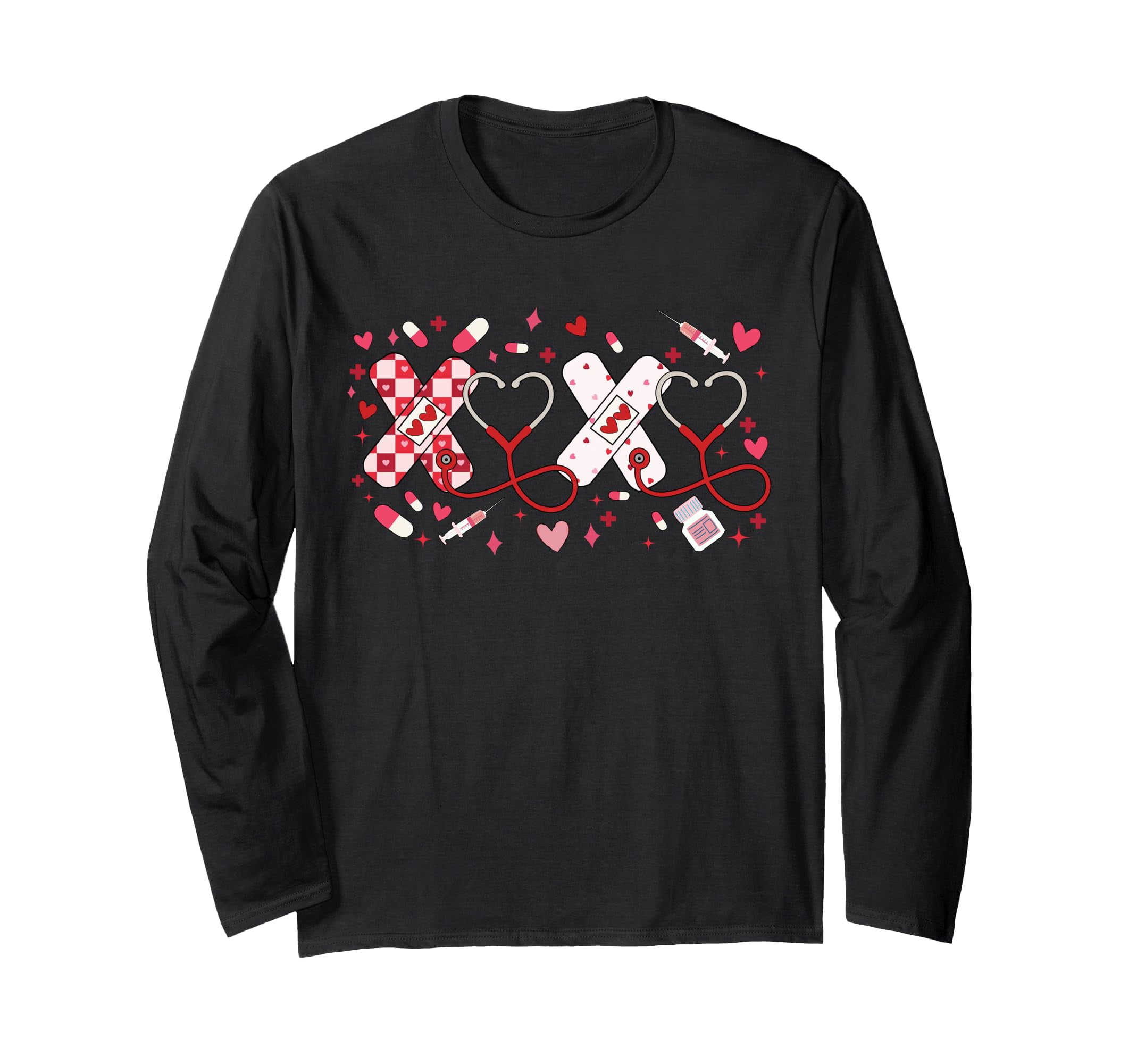 Cute Nurse XOXO Stethoscope Heart Long Sleeve for Valentine's Day Gift ...