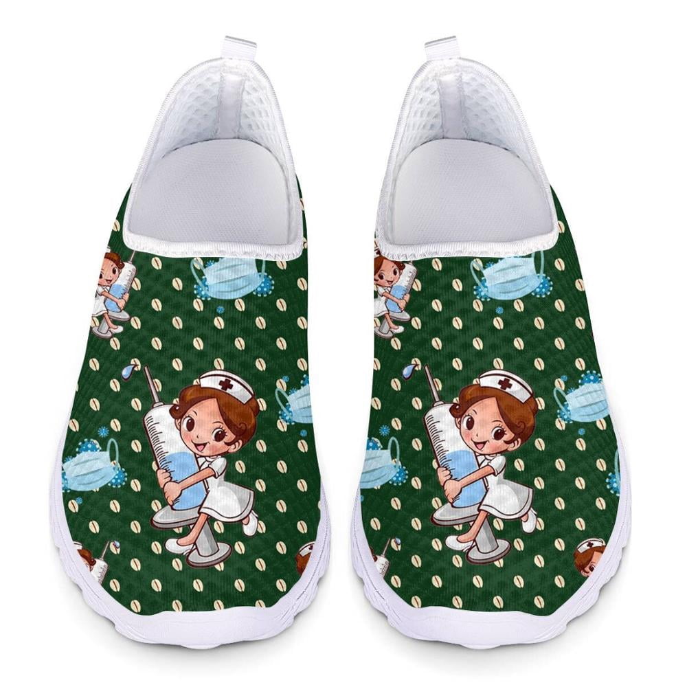 Cute Nursing Doctor Print Mesh Flats Casual Shoes Women Loafers Summer ...