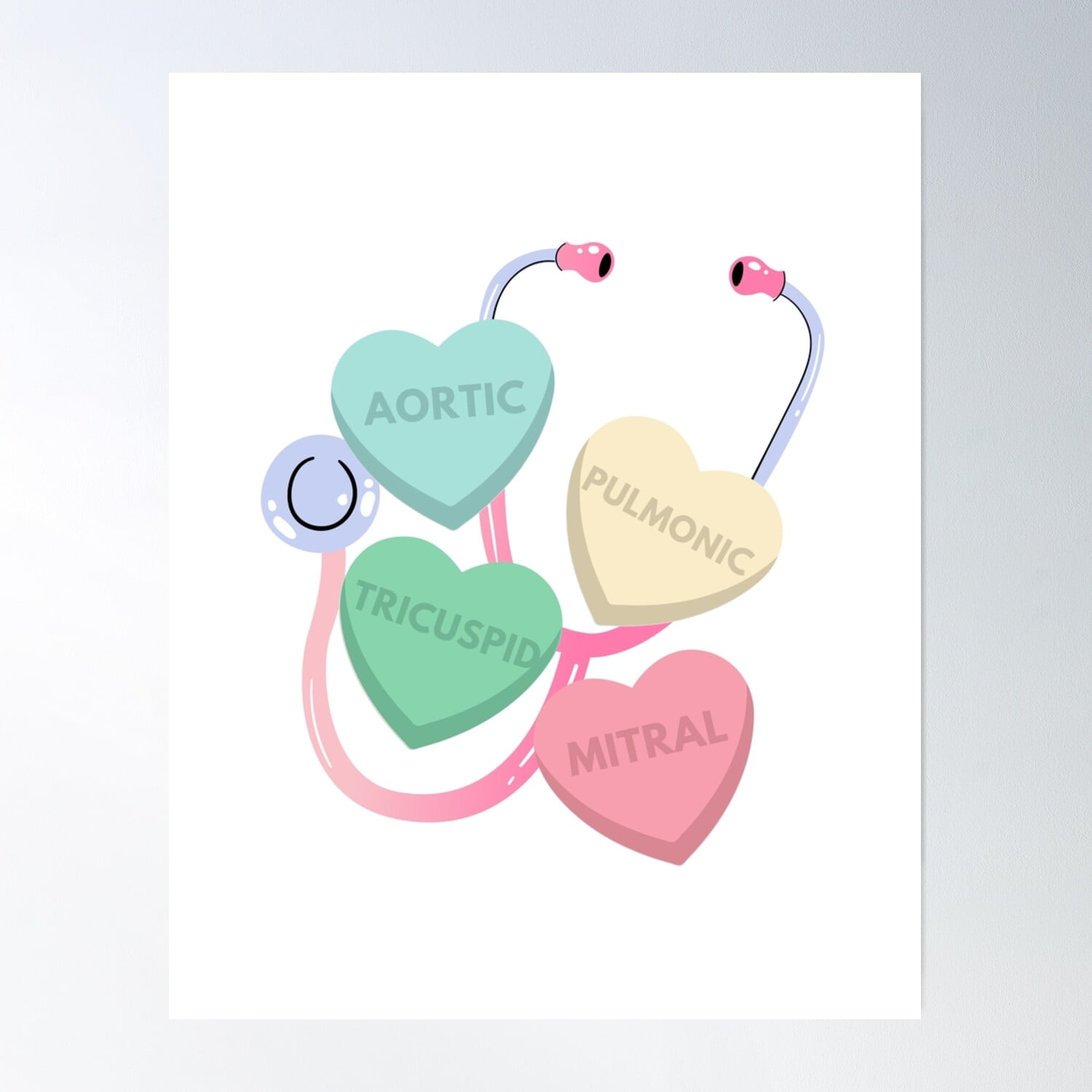 Cute Nursing Gift Of Heart Sound Locations Poster Wall Art, Modern Wall Decor, 12x18 UNFRAMED ...