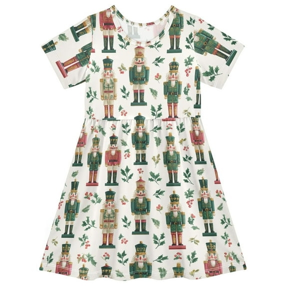 Cute Nutcracker Short Sleeve Dress A-Line Cute Midi Casual Sundress 2-8 ...