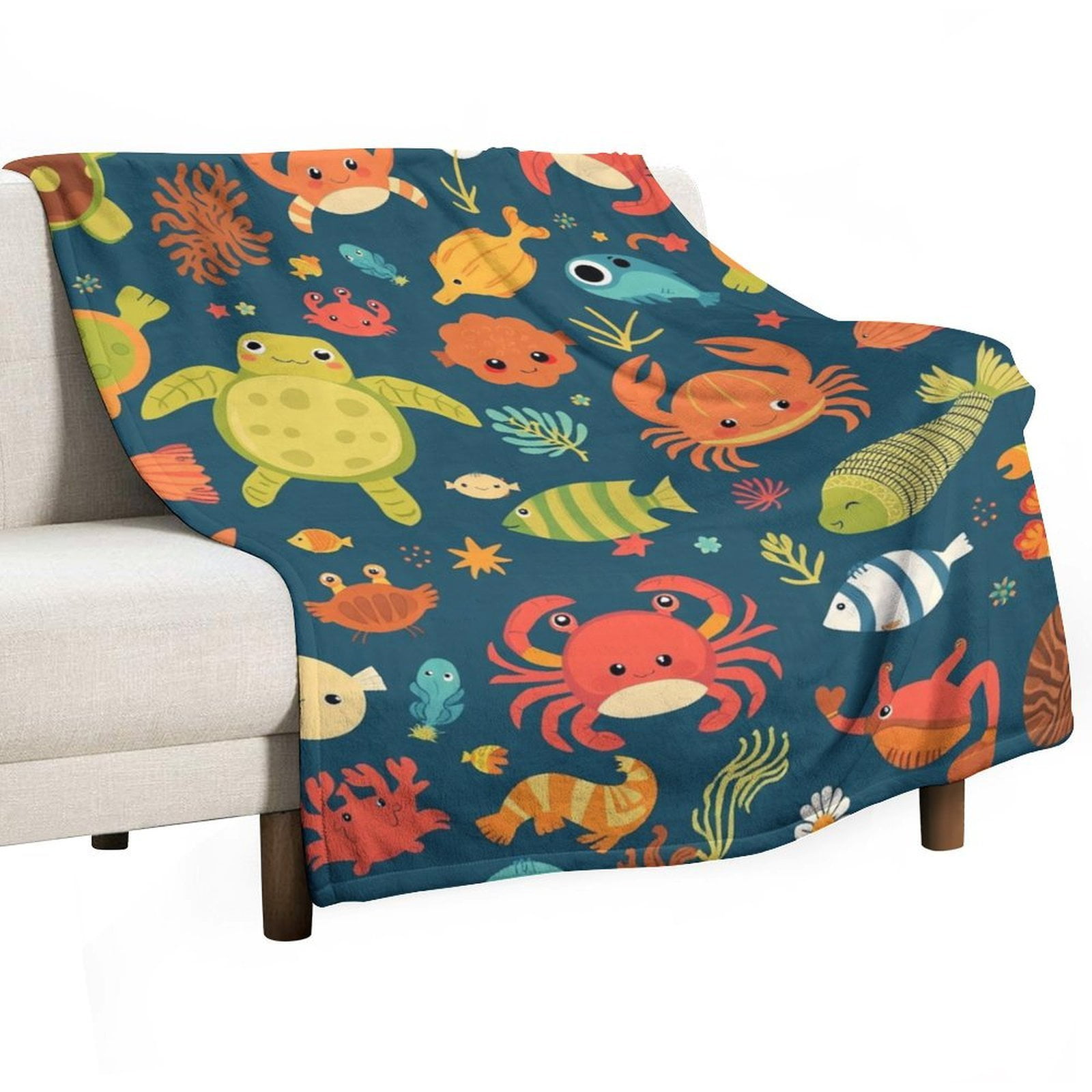 Cute Ocean Creatures Soft Flannel Blanket for Beds Bedroom Sofa Picnic ...