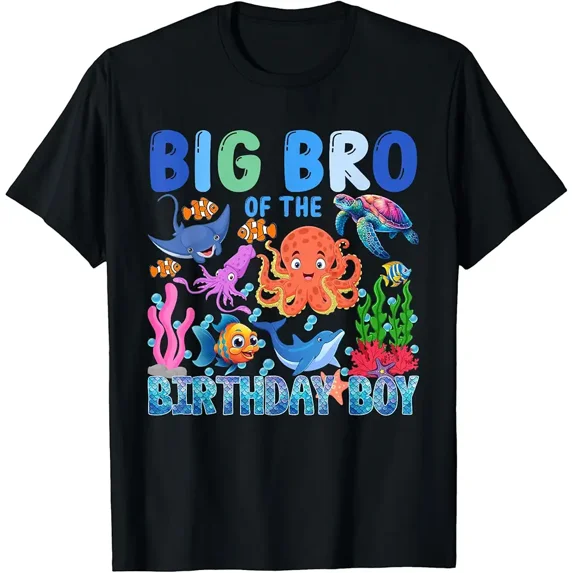Cute Ocean Life Octopus Turtle Big Bro Gift for Brother Short Sleeve ...
