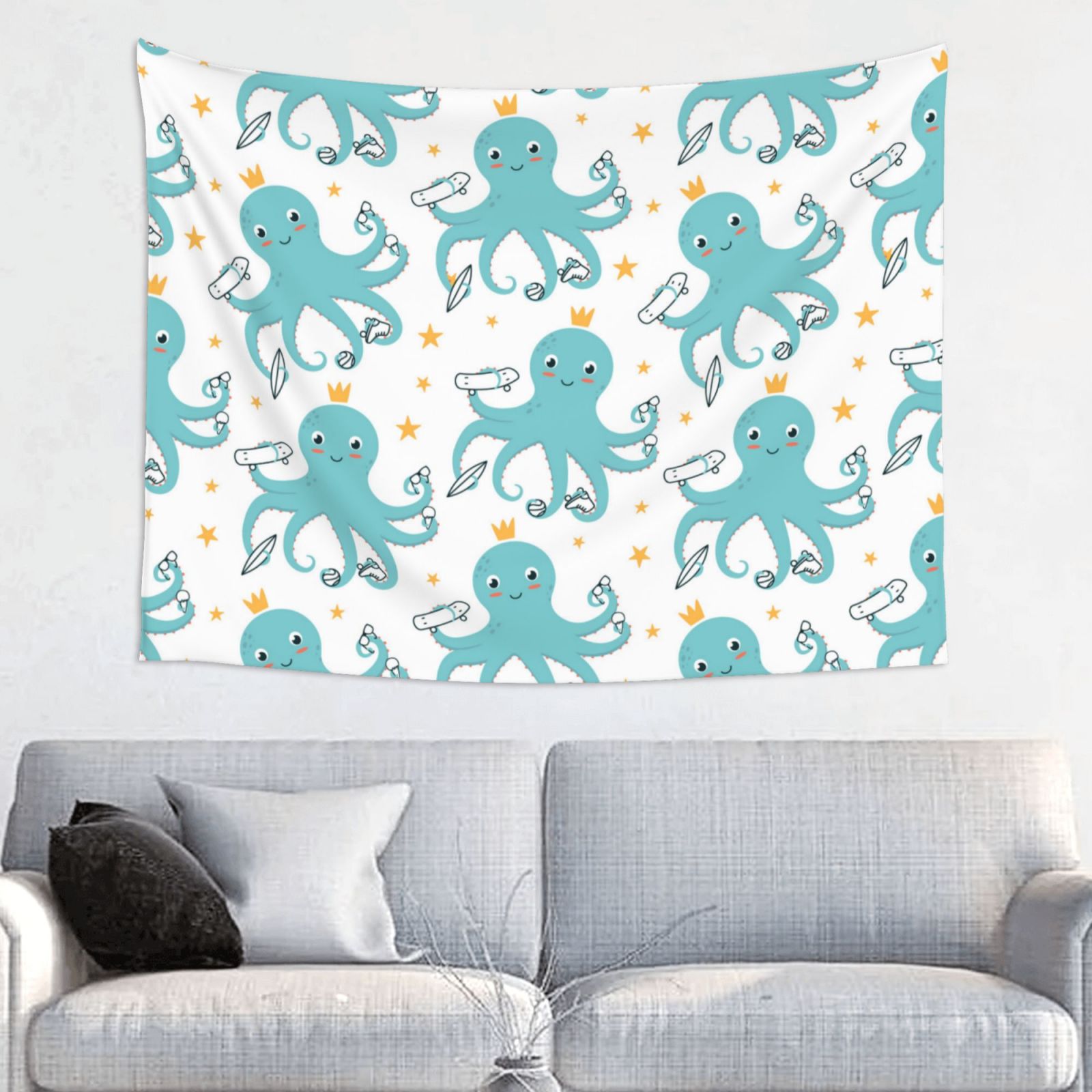 Cute Octopus Green Tapestry Home Decor Tapestry Wall Hanging Decoration ...