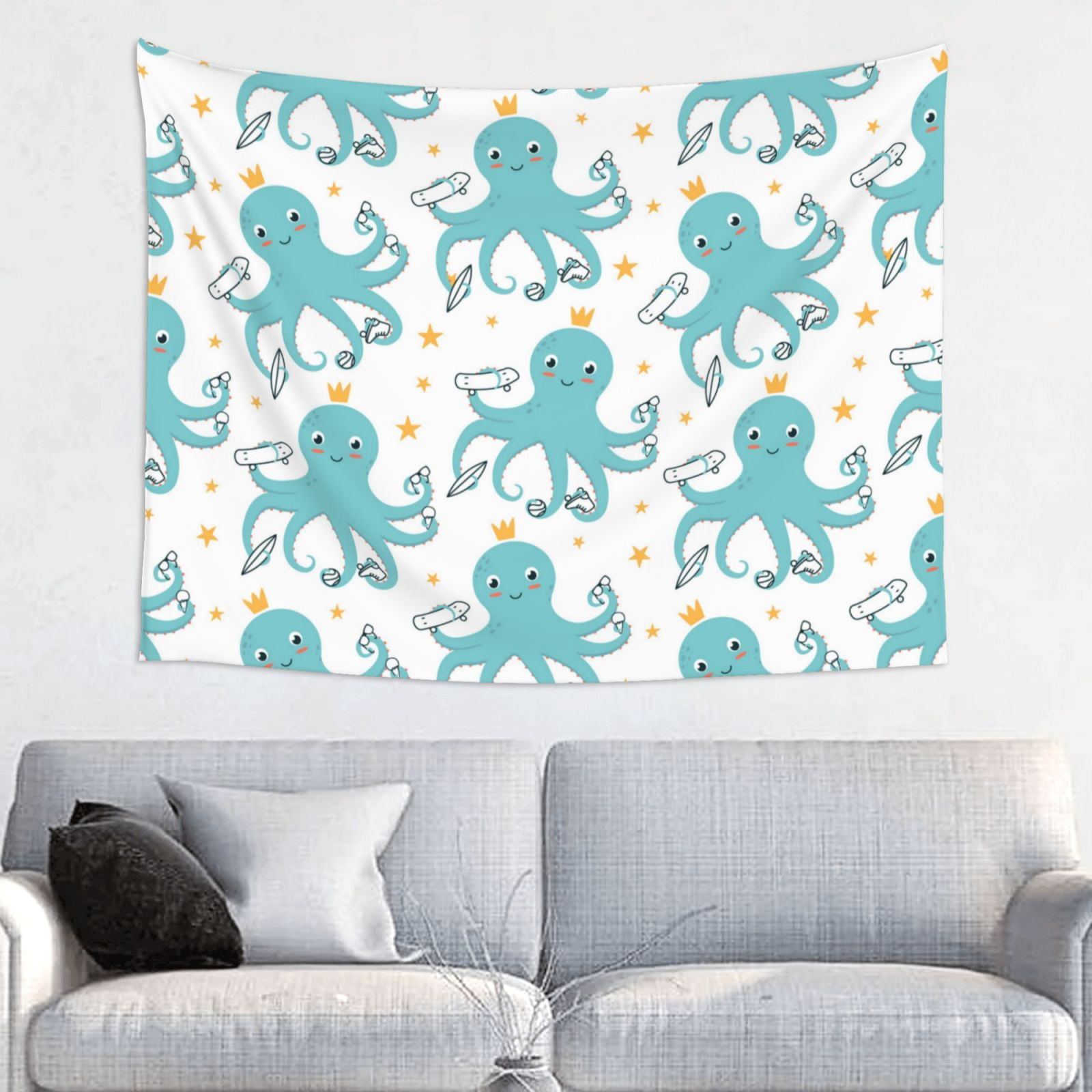 Cute Octopus Green Tapestry, Wall Tapestry Tapestry Wall Hanging ...