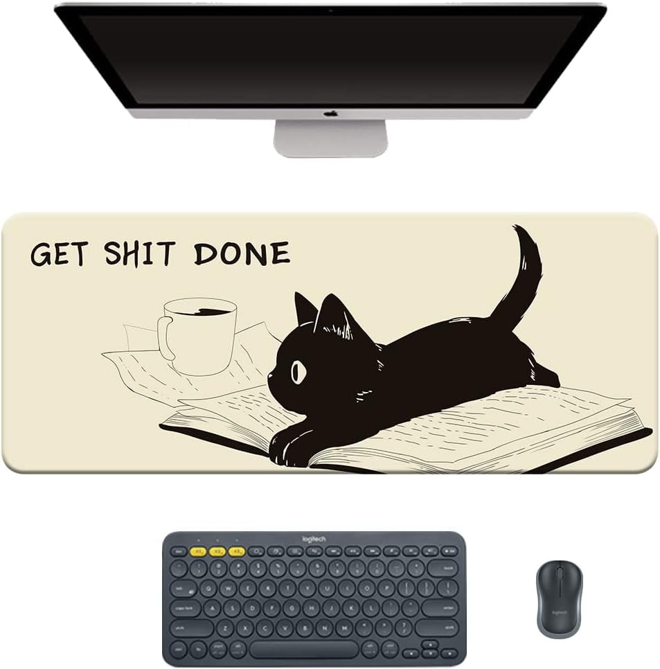 Cute Office Desk Mat, Funny Large Mouse Pad for Work, Kawaii Cat Desk ...